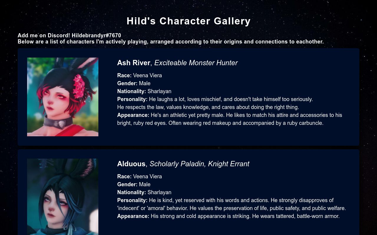 Hildebrandyr's Character Gallery